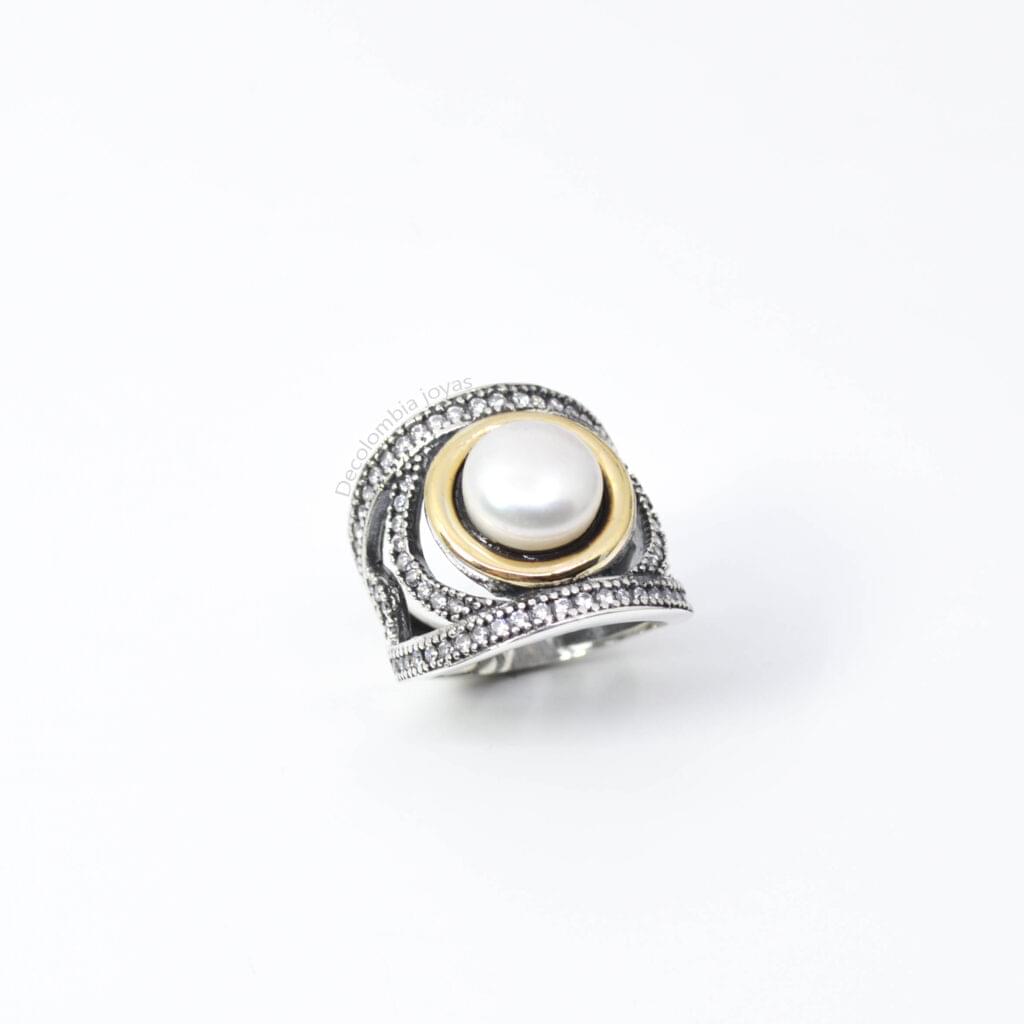 Anillo con Perla - Oro 18k, Plata925 y PlataOro